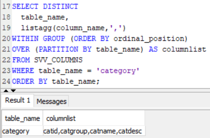 Display Amazon Redshift Database Table Columns List Using SQL