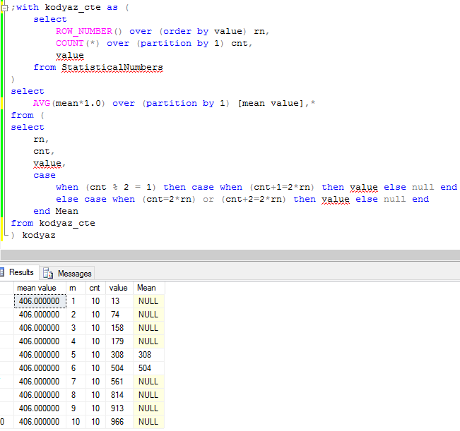 Calculate Median Value Of A Numeric List In SQL Server