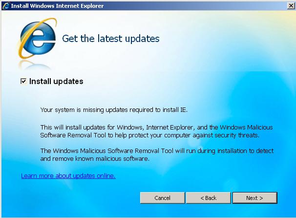 Windows Internet Explorer 8 Installation Screenshots