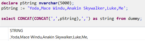 SAP HANA SQLScript Split String Function