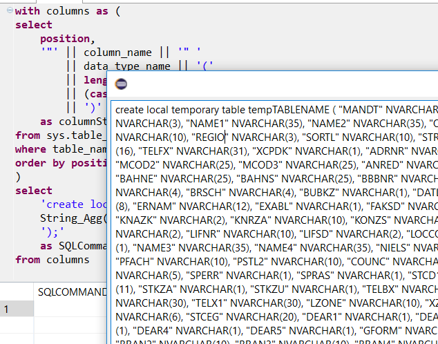 Create Table Dynamically from Existing on SAP HANA Database using SQLScript Create Table Dynamically from Existing on SAP HANA Database using SQLScript