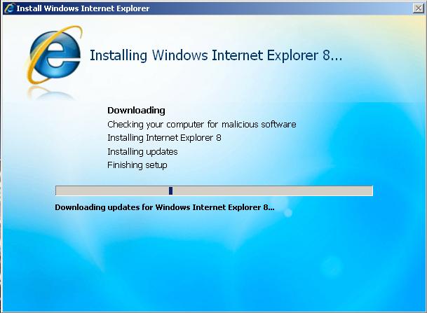 Windows Internet Explorer 8 Installation Screenshots