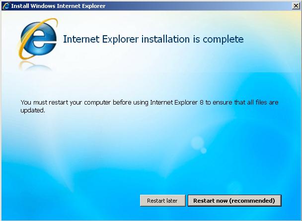 Windows Internet Explorer 8 Installation Screenshots