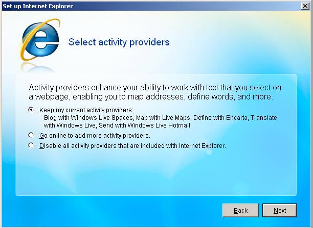 Windows Internet Explorer 8 Installation Screenshots
