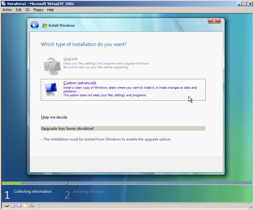 Windows Vista Installation Screens